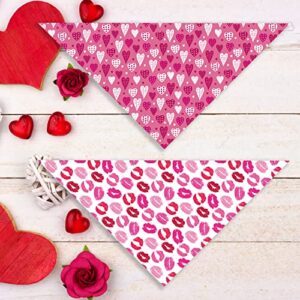 Valentine Dog Cat Bandana, Holiday Bib Kiss Lip and Candy Hearts Pattern for Large Medium Small Puppies Pets