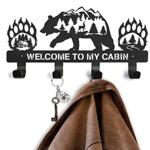 gnl bear decor coat hooks cabin decorations - bear decorations for home metal black bear hook - bear decorations for cabin hooks - metal jacket holder rustic cabin decor - decor gifts for cabin owners