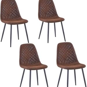 KEIVVAKN Brown Dining Chairs Set of 4 Fabric Kitchen Dining Room Chairs Mid Century Modern Upholstered Dining Chairs Side Chairs with Back