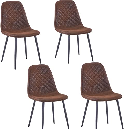 KEIVVAKN Brown Dining Chairs Set of 4 Fabric Kitchen Dining Room Chairs Mid Century Modern Upholstered Dining Chairs Side Chairs with Back