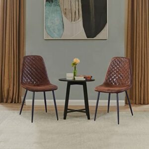 KEIVVAKN Brown Dining Chairs Set of 4 Fabric Kitchen Dining Room Chairs Mid Century Modern Upholstered Dining Chairs Side Chairs with Back