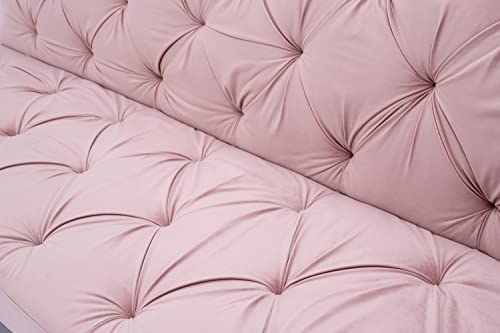 66"Modern Velvet Futon Sofa Bed,Convertible Folding Sleeper Sofa with 3 Angles Adjustable Back,Wood Legs,Small Couch Bed Recliner for Small Space,Living Room Bedroom Apartment Dorms Office (Pink)