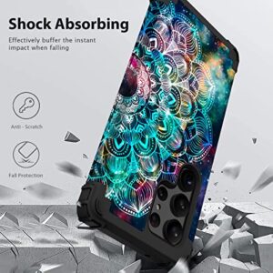 Hocase for Galaxy S23 Ultra Case, Shockproof Heavy Duty Hard Plastic+Soft Silicone Rubber Bumper Hybrid Dual-Layer Protective Case for Samsung Galaxy S23 Ultra 6.8" 2023 - Mandala in Galaxy