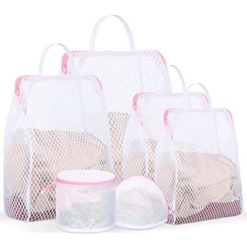 6 Pieces Mesh Laundry Bags Mesh Wash Bags with Bra Washing Bags for Laundry Lingerie Bags for Washing Delicates Bag for Washing Machine Laundry Mesh Bag for Blouse Garment Hosiery Sock Underwear