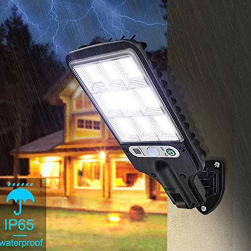 3 Modes IP65 Waterproof Durable Outdoor Solar Powered Street Lights Dusk to Dawning with Motion Sensor LED Floods Light for Yards, Farms,Parking Lot, Drive-Way (A)