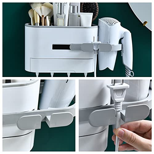 Hair Dryer Holder Wall Mounted - Blow Dryer Organizer for Bathroom, Towel Toothbrush Toothpaste Comb Blow Dryer Holder Organizer Storage Hanging Shelf Rack Stand, for Bathroom