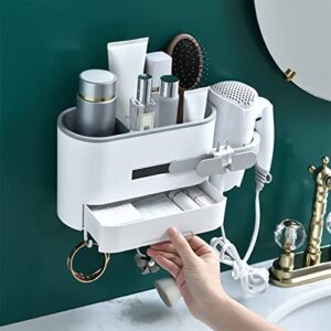 Hair Dryer Holder Wall Mounted - Blow Dryer Organizer for Bathroom, Towel Toothbrush Toothpaste Comb Blow Dryer Holder Organizer Storage Hanging Shelf Rack Stand, for Bathroom