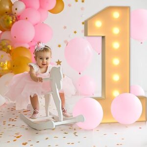 4FT Giant Marquee Light Up Numbers, Big Marquee Numbers 1 for 1st 16th 21st Birthday Decorations, Large Light Up Numbers for Party Decor Anniversary, Pre-cut Foamboad Mosaic Numbers Letters Balloons