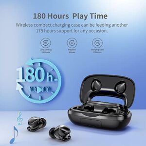 Emuael Wireless Earbuds Bluetooth,IPX8 Waterproof Earbuds with Wireless Charging Case & Power Digital Display Bluetooth Earbuds 180Hours Playtime with HiFi-5.2 Bluetooth Earbud with Microphone