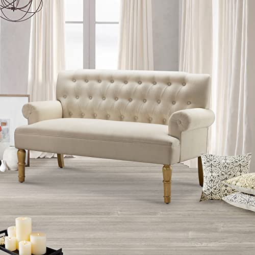 Rosevera Hermosa para Sala Love Seats Furniture Sofa in a Box Long Couches for Living Room Settee Loveseat, Standard, Velvet Beige