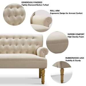 Rosevera Hermosa para Sala Love Seats Furniture Sofa in a Box Long Couches for Living Room Settee Loveseat, Standard, Velvet Beige