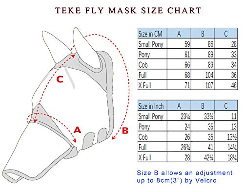 T TEKE Fine Mesh Horse Fly Mask UV Blocking, 3D Eye Visor with Extra Fleece Cushioned Forehead, Protection from Insect Pests