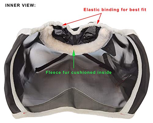 T TEKE Fine Mesh Horse Fly Mask UV Blocking, 3D Eye Visor with Extra Fleece Cushioned Forehead, Protection from Insect Pests