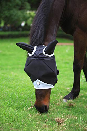 T TEKE Fine Mesh Horse Fly Mask UV Blocking, 3D Eye Visor with Extra Fleece Cushioned Forehead, Protection from Insect Pests