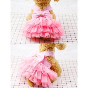 Small Female Dog Sweater Stripe Puppy Princess Dog Clothes Bubble Fashion Dress Lace Dog Dresses Pet Striped Skirt Mesh Pet Clothes Dog Sweater Girl Large