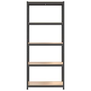 Tidyard 4 Piece 5-Layer Shelves Steel Engineered Wood Storage Organizer Shelf Racks Display Stand Anthracite for Kitchen, Bathroom, Warehouse, Basement, Laundry Room