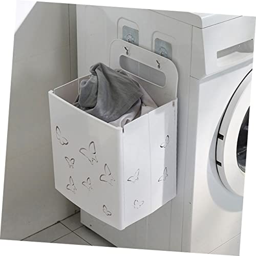 Cabilock Clothes Hamper for Cloth White Bedroom Household Mount Laundry Bag Baskets Foldable Organizer Wall Storage Plastic Multi-Function Hanging Collapsible Sorter Home Organization