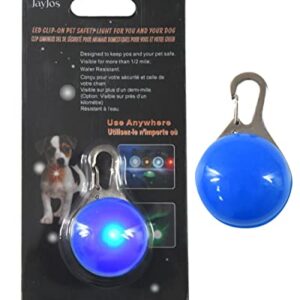 JayJos clip-on pet safety light, LED glow in the dark lights for your pet, weather resistant safety flashing lights for dogs, cats ,night walking, campers and bicycling Gifts For Pets, Keychain Light Blue