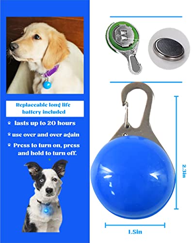 JayJos clip-on pet safety light, LED glow in the dark lights for your pet, weather resistant safety flashing lights for dogs, cats ,night walking, campers and bicycling Gifts For Pets, Keychain Light Blue