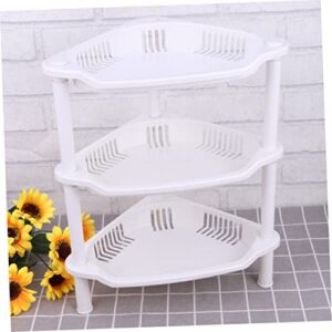 STOBAZA 3 Shelf Layer Stand Home Plastic Shelves Corner Storage Kitchenwhite Basket Organizer Small Household Desk Bathroom for Rack