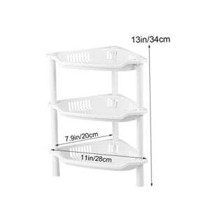 STOBAZA 3 Shelf Layer Stand Home Plastic Shelves Corner Storage Kitchenwhite Basket Organizer Small Household Desk Bathroom for Rack