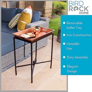 BIRDROCK HOME 25" Butler Tray Table with Removable Copper Top | 25" L x 15.6" W Top | Serving Tray with Stand | Black Iron | Contemporary End Table