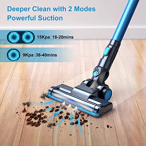 Lubluelu Cordless Vacuum Cleaner,6 in 1 Lightweight Stick Vacuum Cleane with 40 min Long Runtime Detachable Battery,Powerful Stick Vacuum for Hard Floor Low-Pile Carpet Car Pet Hair