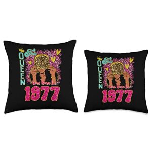 Queen Was Born In 1977 46 Years Old 46th Birthday 46 Years Old This Queen was Born in 1977 46th Birthday Throw Pillow, 18x18, Multicolor