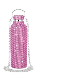 spyloh 500ml queen crown diamond water bottle 304 stainless steel rhinestone thermal bottle sparkling for women modern home table decor (pink,500ml)