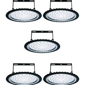 papasbox 5 Pack 200W UFO LED Highbay Lights - 20000LM 6500K Daylight White Hyper Bright Ultra-Thin Highbay Lights 110V Waterproof IP65 Bay Lighting for Garage Warehouse Workshop Factory