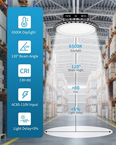 papasbox 5 Pack 200W UFO LED Highbay Lights - 20000LM 6500K Daylight White Hyper Bright Ultra-Thin Highbay Lights 110V Waterproof IP65 Bay Lighting for Garage Warehouse Workshop Factory