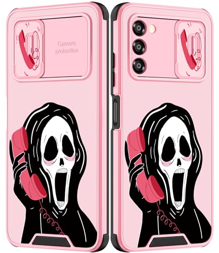 Goocrux for Samsung Galaxy A03S Case Skeleton for Women Girls Cute Skull Girly Phone Cover Gothic Design Aesthetic with Slide Camera Cover Funny Cool Cases for Galaxy A03S 5G 6.5''