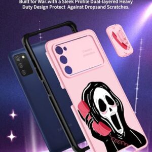 Goocrux for Samsung Galaxy A03S Case Skeleton for Women Girls Cute Skull Girly Phone Cover Gothic Design Aesthetic with Slide Camera Cover Funny Cool Cases for Galaxy A03S 5G 6.5''