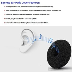 12 Pcs Black Soft Foam Earbuds Cushions Foam Earbud Earpad Ear Bud Pad Replacement Sponge Covers for 13-18mm Earpiece Headphone,Two Way Radio Walkie Talkie Earpiece