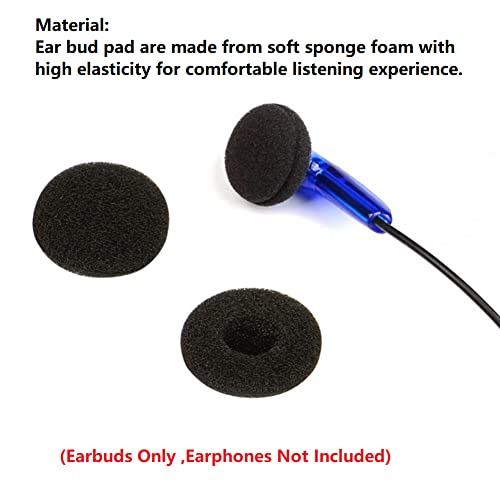 12 Pcs Black Soft Foam Earbuds Cushions Foam Earbud Earpad Ear Bud Pad Replacement Sponge Covers for 13-18mm Earpiece Headphone,Two Way Radio Walkie Talkie Earpiece