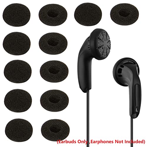 12 Pcs Black Soft Foam Earbuds Cushions Foam Earbud Earpad Ear Bud Pad Replacement Sponge Covers for 13-18mm Earpiece Headphone,Two Way Radio Walkie Talkie Earpiece