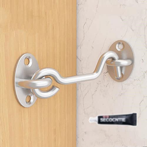 ZSEDP Simple Door and Window Hook Solid Retro Hook Stainless Steel Cabinet Buckle Home Bathroom Latch