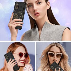 Goocrux for Samsung Galaxy A03S Case Sun and Moon Stars for Girls Women Cute Space Girly Phone Cover Fashion Gold Print Unique Design with Slide Camera Cover Aesthetic Cases for Galaxy A03S 5G 6.5''