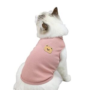 Milumia Pet Cute Outfits for Small Medium Dogs Cats Clothes Bear Patched Dog T Shirts Pink Medium