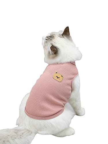 Milumia Pet Cute Outfits for Small Medium Dogs Cats Clothes Bear Patched Dog T Shirts Pink Medium