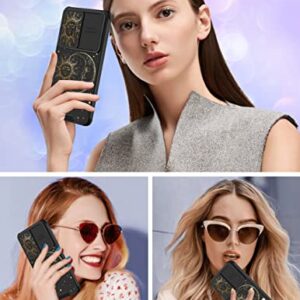 Goocrux for Samsung Galaxy A53 5G Case Sun and Moon Stars for Girls Women Cute Space Girly Phone Cover Fashion Gold Print Unique Design with Slide Camera Cover Aesthetic Cases for Galaxy A53 6.5''