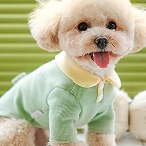 Milumia Pet T Shirt for Small Medium Dogs Puppy Outfits Bow Color Block Cat Clothes Green Medium