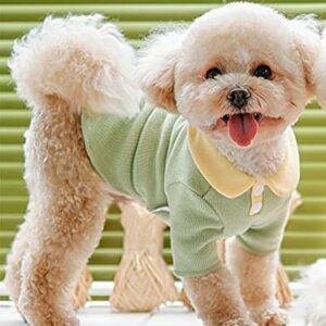 Milumia Pet T Shirt for Small Medium Dogs Puppy Outfits Bow Color Block Cat Clothes Green Medium