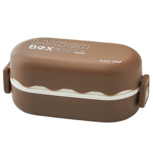 Lopeceal Bento Box Adult Lunch Food Box Double Layer Snap Buckle Design Lunch Containers Microwave Heating Large Capacity Food Grade Compartment Coffee