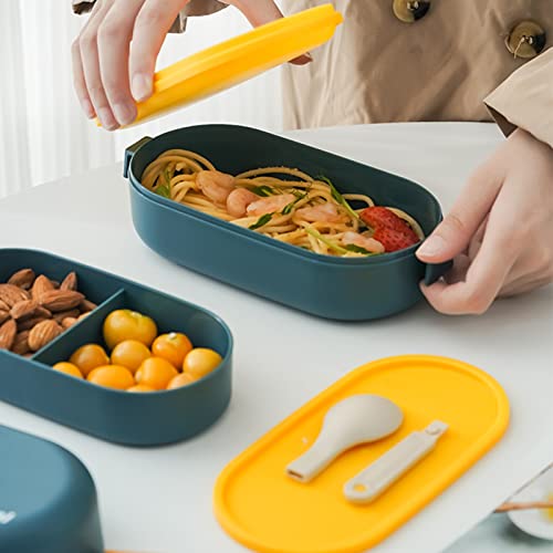 Lopeceal Bento Box Adult Lunch Food Box Double Layer Snap Buckle Design Lunch Containers Microwave Heating Large Capacity Food Grade Compartment Coffee