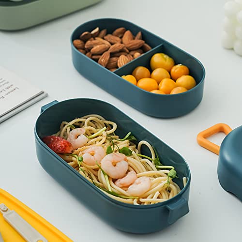 Lopeceal Bento Box Adult Lunch Food Box Double Layer Snap Buckle Design Lunch Containers Microwave Heating Large Capacity Food Grade Compartment Coffee