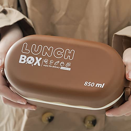 Lopeceal Bento Box Adult Lunch Food Box Double Layer Snap Buckle Design Lunch Containers Microwave Heating Large Capacity Food Grade Compartment Coffee