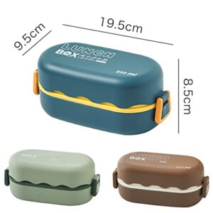 Lopeceal Bento Box Adult Lunch Food Box Double Layer Snap Buckle Design Lunch Containers Microwave Heating Large Capacity Food Grade Compartment Coffee