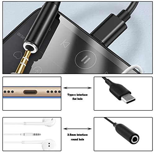 2Pcs USB C to 3.5mm Headphone Jack Adaptor Compatible with Huawei P40/P30/P20 Mate 30/30 Pro/20/20 Pro Compatible with Samsung GA Axy S21/S20/S20+Ultra/S10/S9 Black