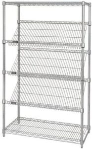 omega 18" deep x 36" wide x 54" high 5 tier black slanted wire shelf starter shelving unit